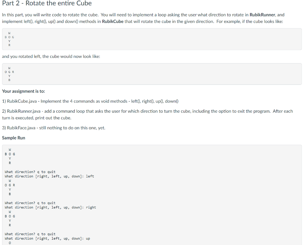 Solved Part 1 - Create a Cube You will be given the main | Chegg.com