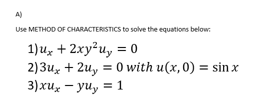 Solved A) Use METHOD OF CHARACTERISTICS to solve the | Chegg.com