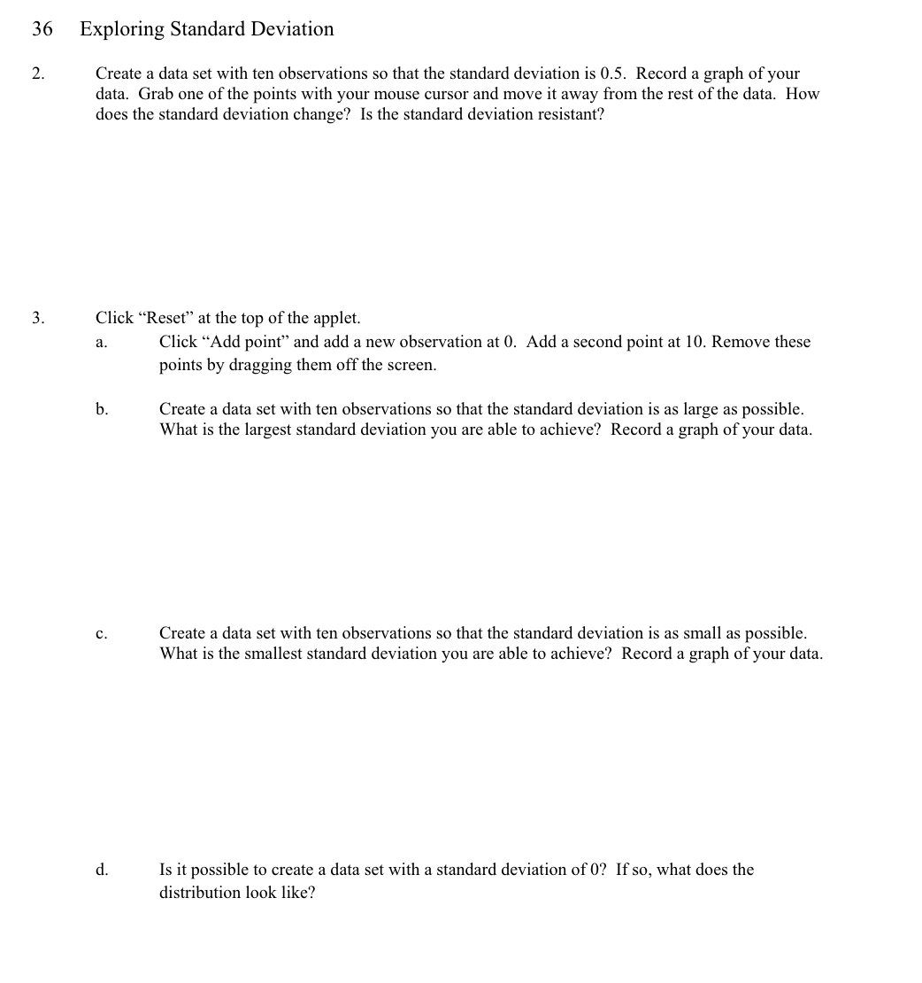 Solved Exploring Standard Deviation In this activity you | Chegg.com