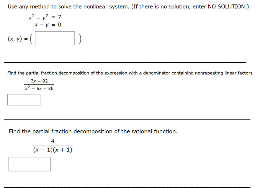 Solved Use any method to solve the nonlinear system. (If | Chegg.com