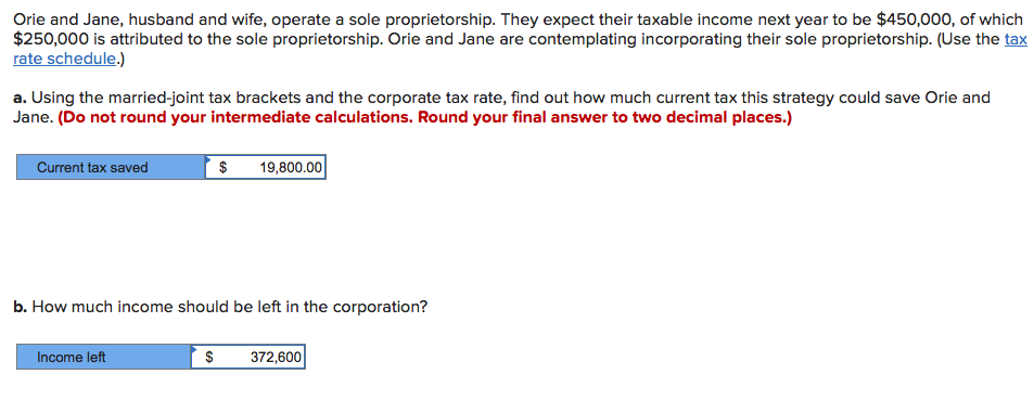 Solved Orie and Jane, husband and wife, operate a sole | Chegg.com