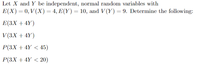 Solved Let X and Y be independent, normal random variables | Chegg.com