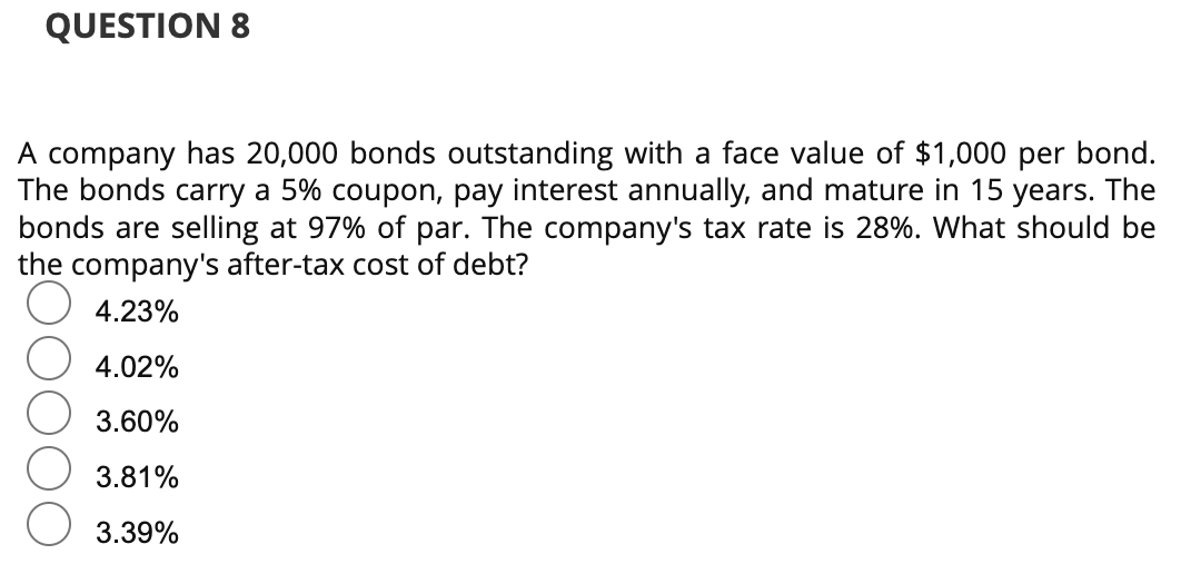 Solved A company has 20,000 bonds outstanding with a face | Chegg.com