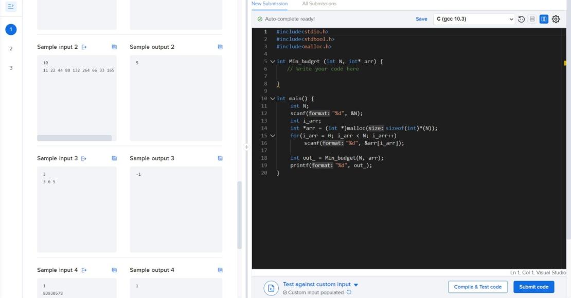 Solved Budget planning Given an array arr of N distinct | Chegg.com