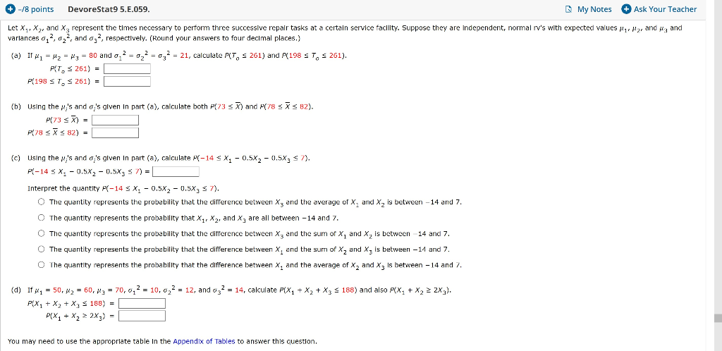 Solved 8 Points Devorestat9 5 E 059 My Notes Ask Your