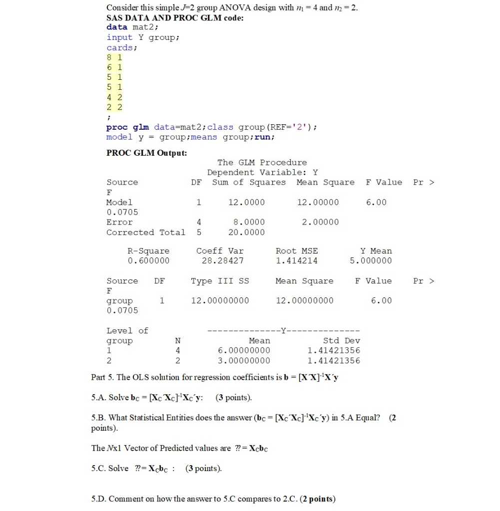 Consider this simple =2 group ANOVA design with ni = | Chegg.com