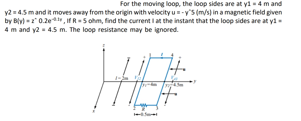 For the moving loop, the loop sides are at y1=4m | Chegg.com
