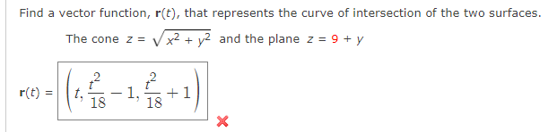 Solved Find a vector function, r(t), that represents the | Chegg.com