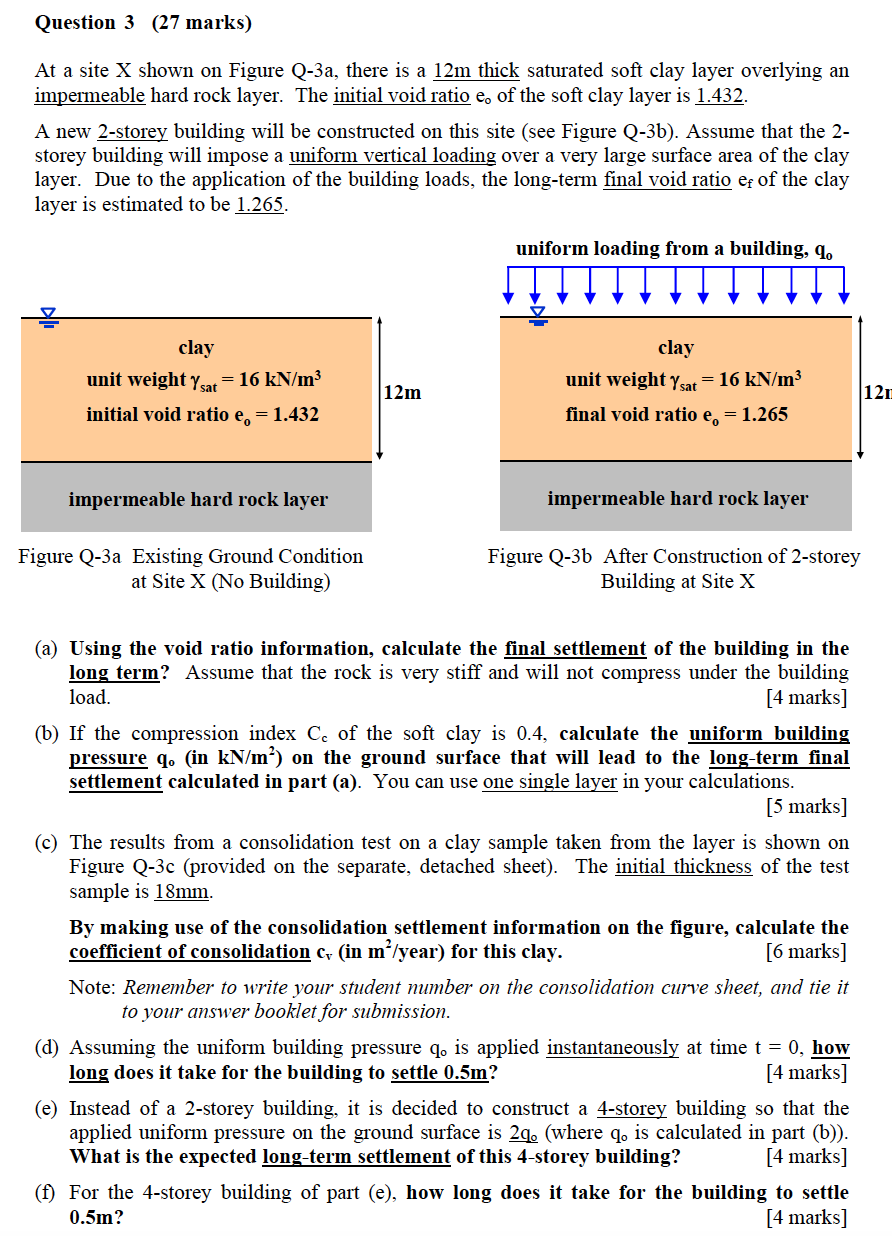 Solved At a site X shown on Figure Q-3a, there is a 12 m | Chegg.com