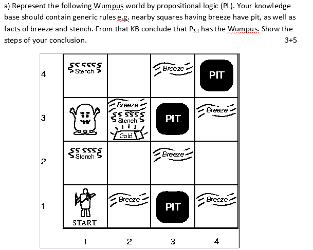 Solved a) Represent the following Wumpus world by | Chegg.com