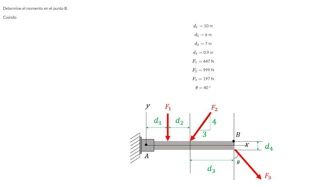 Determine el momento en el punto B. Cuando | Chegg.com