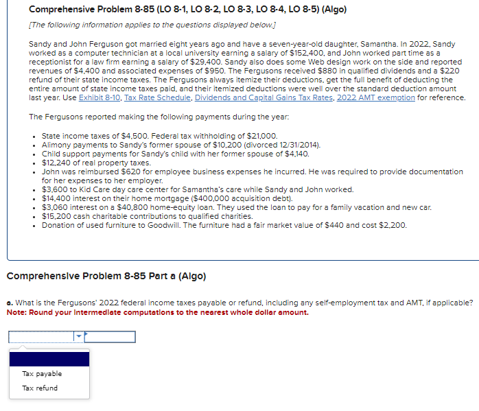 [Solved]: Comprehensive Problem 8-85 (LO 8-1, LO 8-2, LO 8