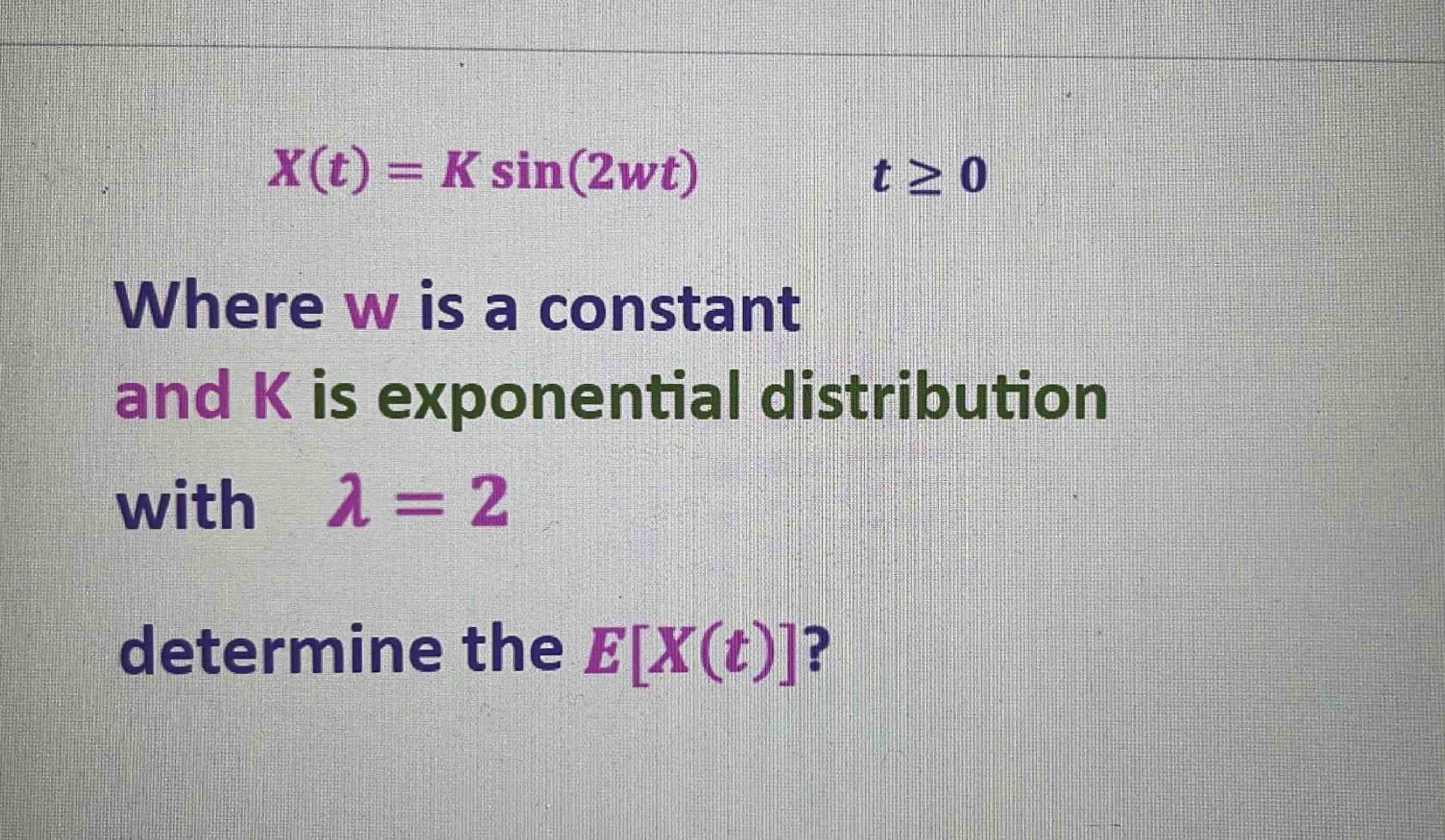 Solved x(t)=Ksin(2wt),t≥0Where w ﻿is a constantand K ﻿is | Chegg.com