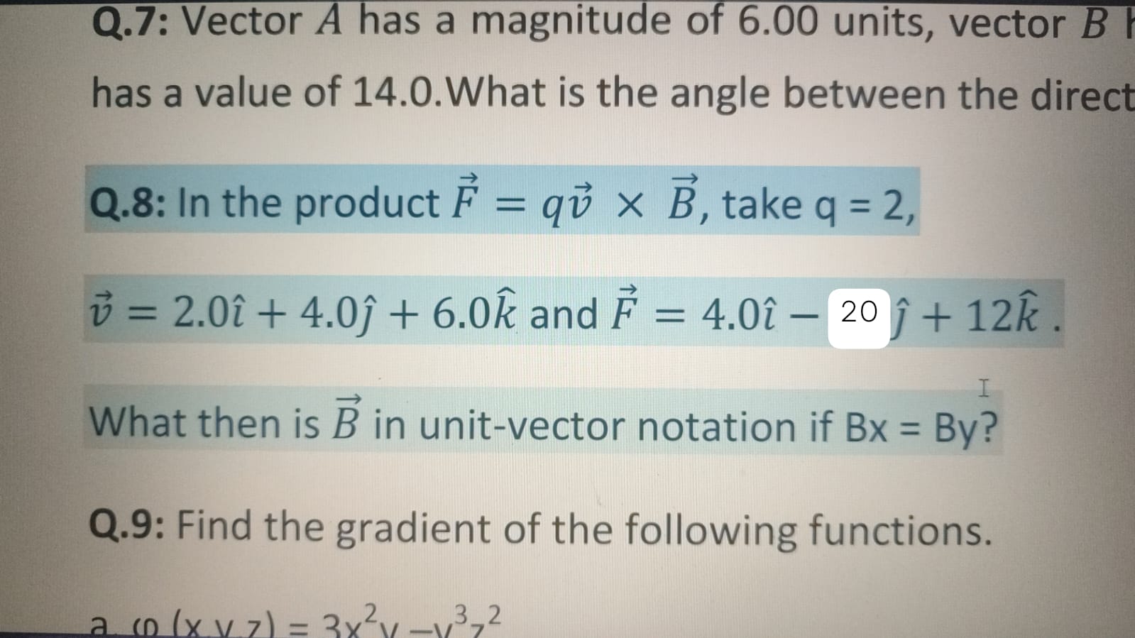 Solved In the product F⃗ = qv⃗ × B⃗⃗, take q = 2,v⃗ = 2.0î+ | Chegg.com