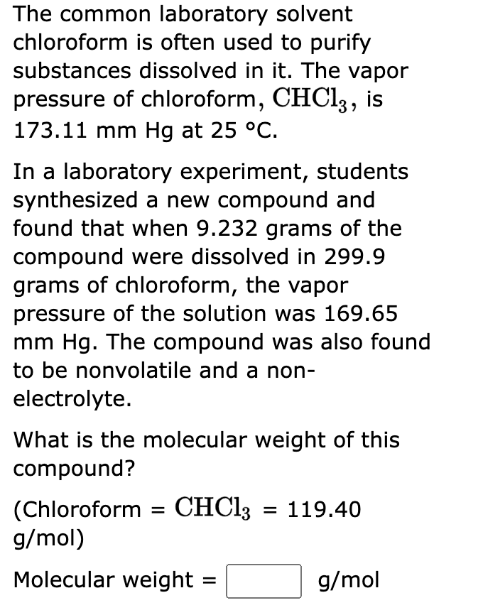 Solved The common laboratory solvent chloroform is often | Chegg.com
