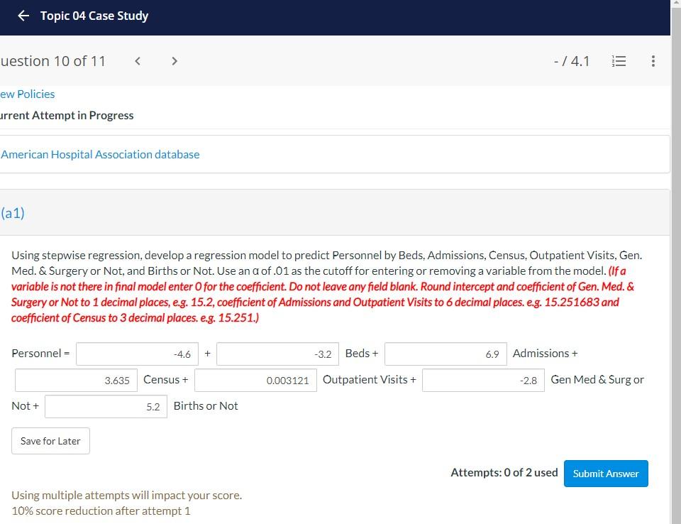Using stepwise regression, develop a regression model | Chegg.com