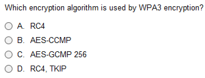 Solved Which encryption algorithm is used by WPA3 | Chegg.com