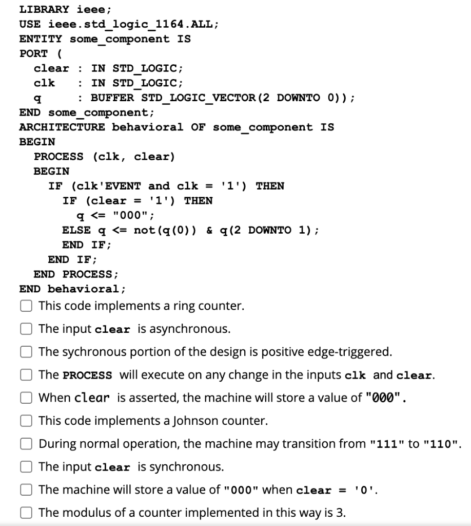 Analyze The Machine Given By The Following Vhdl Code 