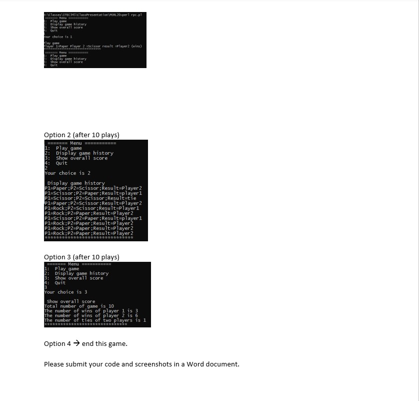 Solved Lab 7 PERL Please create a Rock-Paper-Scissor game. | Chegg.com