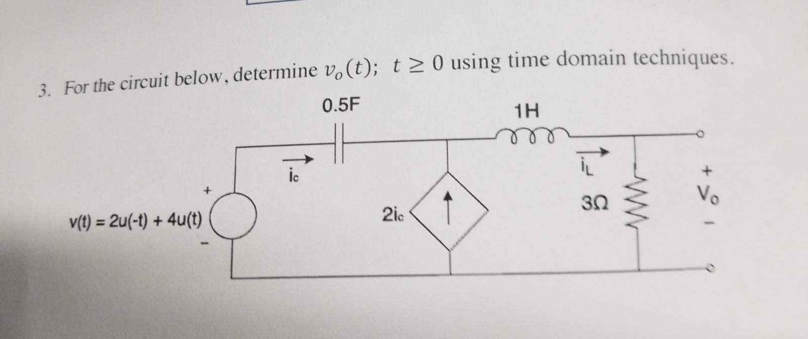 Solved 3. Eor the circuit below, determine vo(t);t≥0 using | Chegg.com