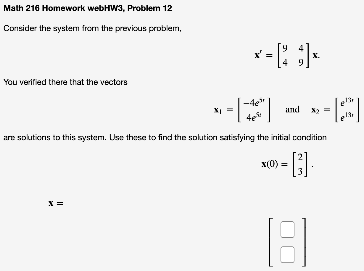 Solved Math 216 Homework webHW3, Problem 12 Consider the | Chegg.com