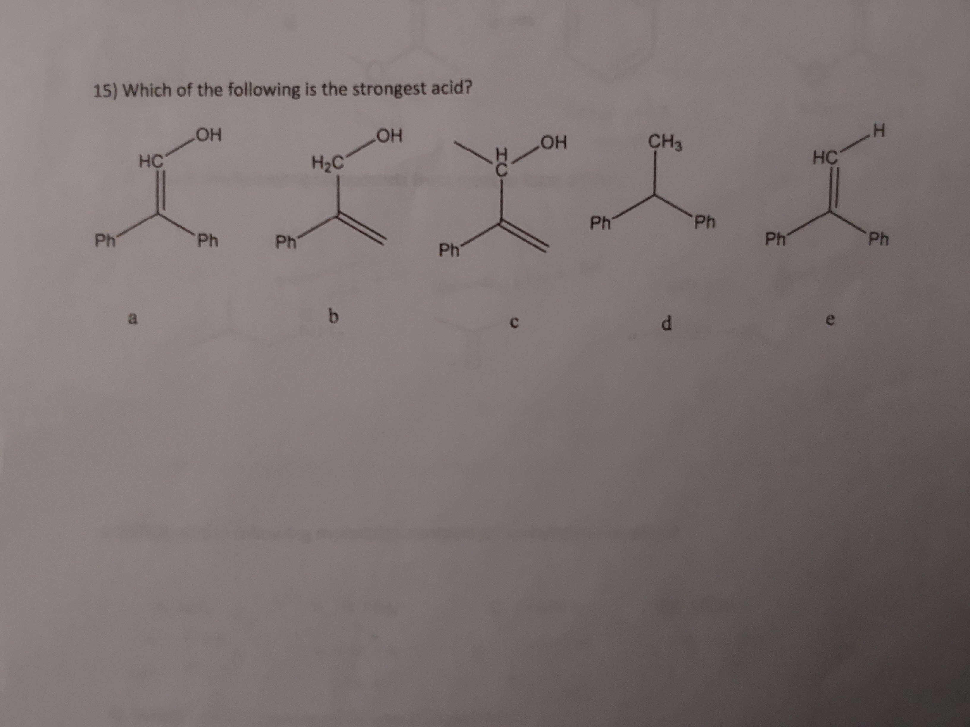Solved 15) Which of the following is the strongest acid? a b | Chegg.com