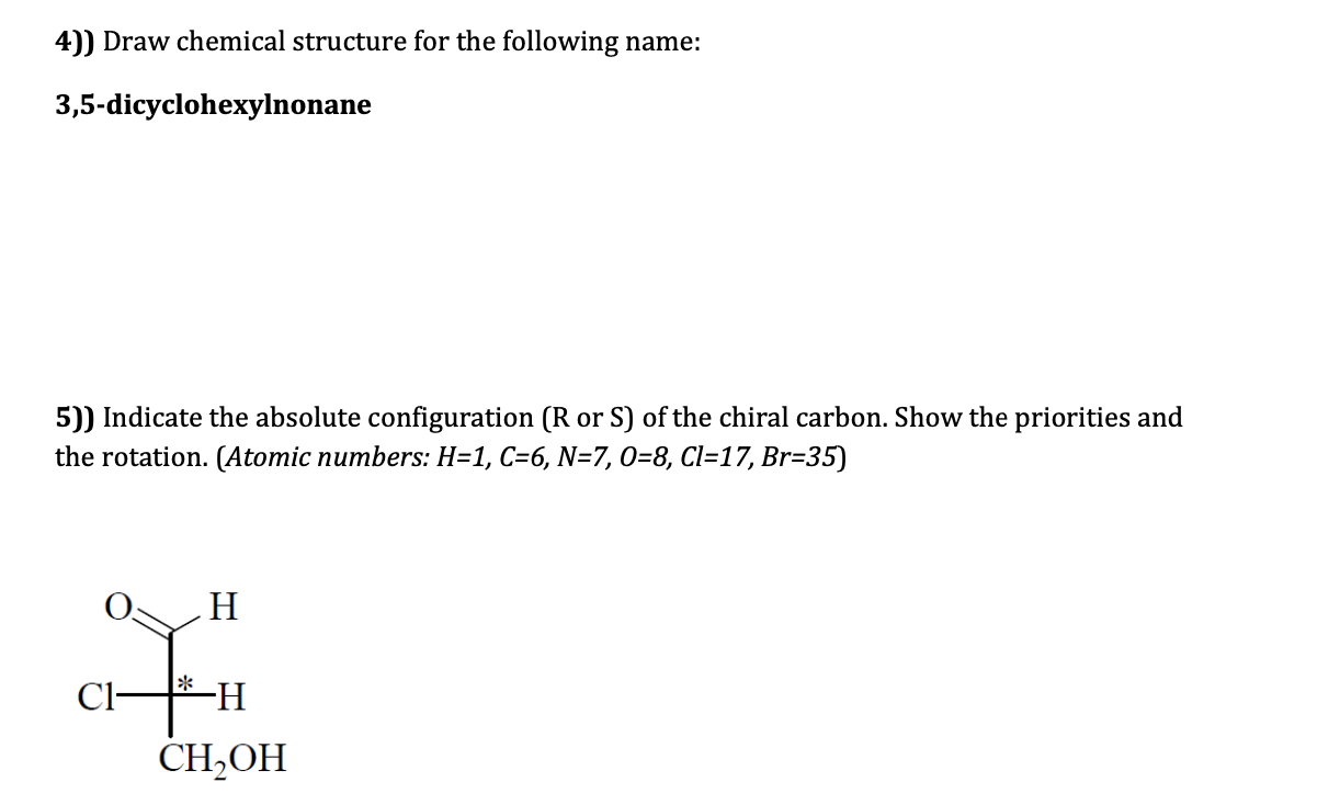 Solved 4)) Draw chemical structure for the following name: | Chegg.com