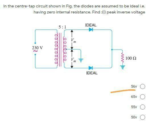 Solved In the centre-tap circuit shown in Fig. the diodes | Chegg.com