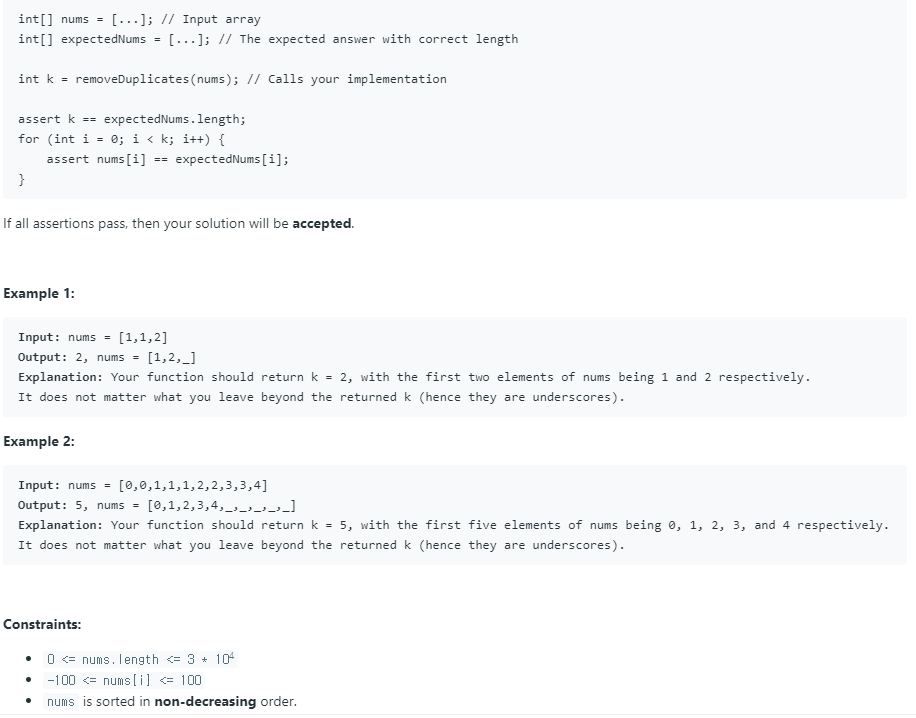 Solved 26. Remove Duplicates from Sorted Array Easy 4916 | Chegg.com