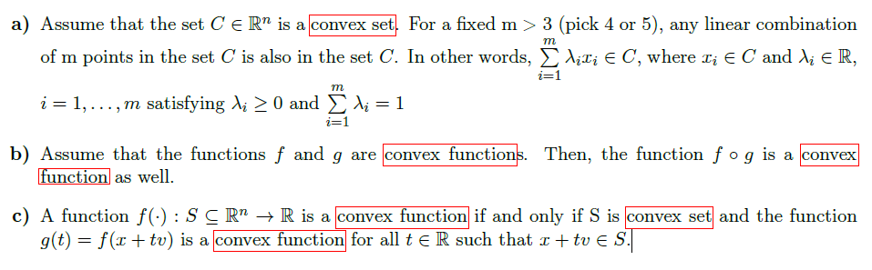 Solved a) Assume that the set C ∈ Rn is a convex set. For a | Chegg.com