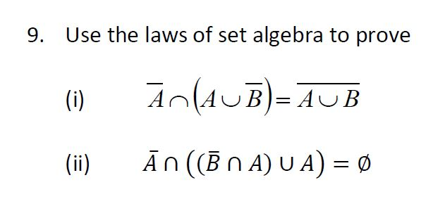 Solved Use the laws of set algebra to prove | Chegg.com