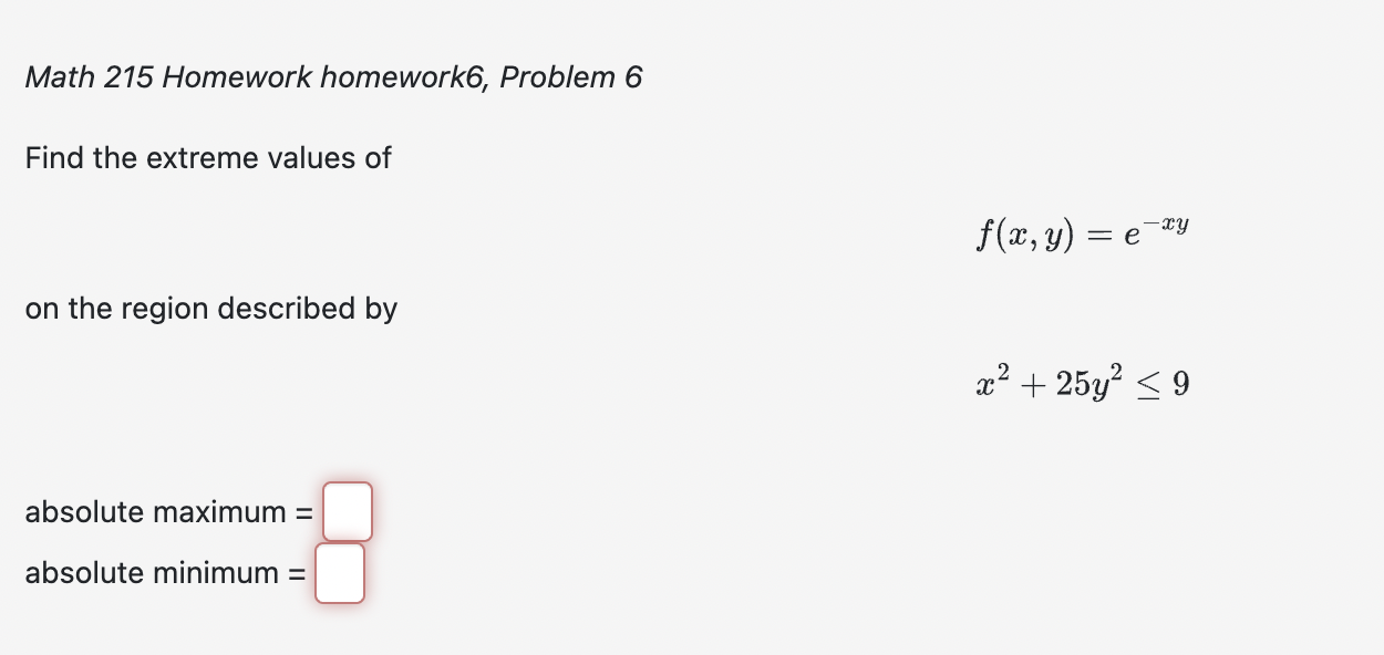 Solved Math 215 Homework homework6, Problem 6 Find the | Chegg.com