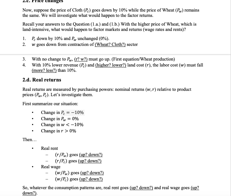 2. Implications of Heckscher-Ohlin: Stolper-Samuelson | Chegg.com