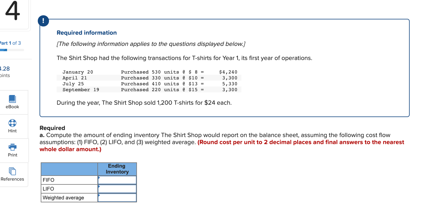 Solved 4 ! Required information Part 1 of 3 (The following | Chegg.com Solved 4 ! Required information Part 1 of 3 (The following | Chegg.com