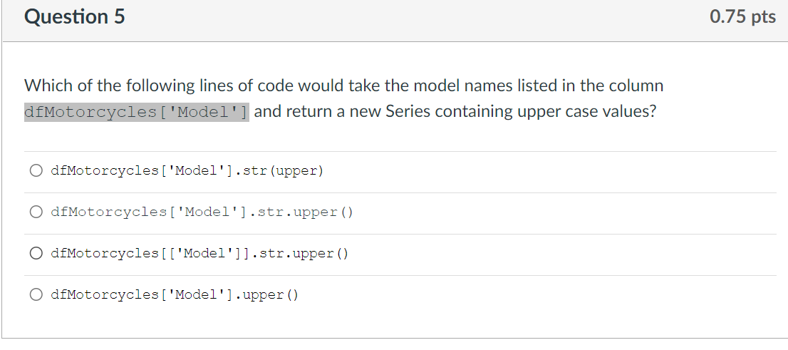 Solved Which of the following lines of code would take the | Chegg.com