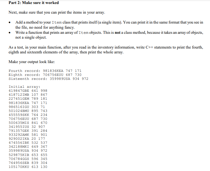 Solved The problem: Write a C++ program to read in inventory | Chegg.com
