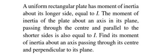 Solved A uniform rectangular plate has moment of inertia | Chegg.com