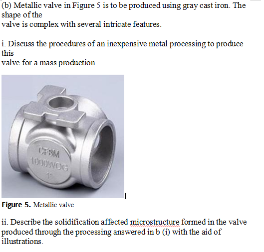Solved (b) Metallic valve in Figure 5 is to be produced | Chegg.com