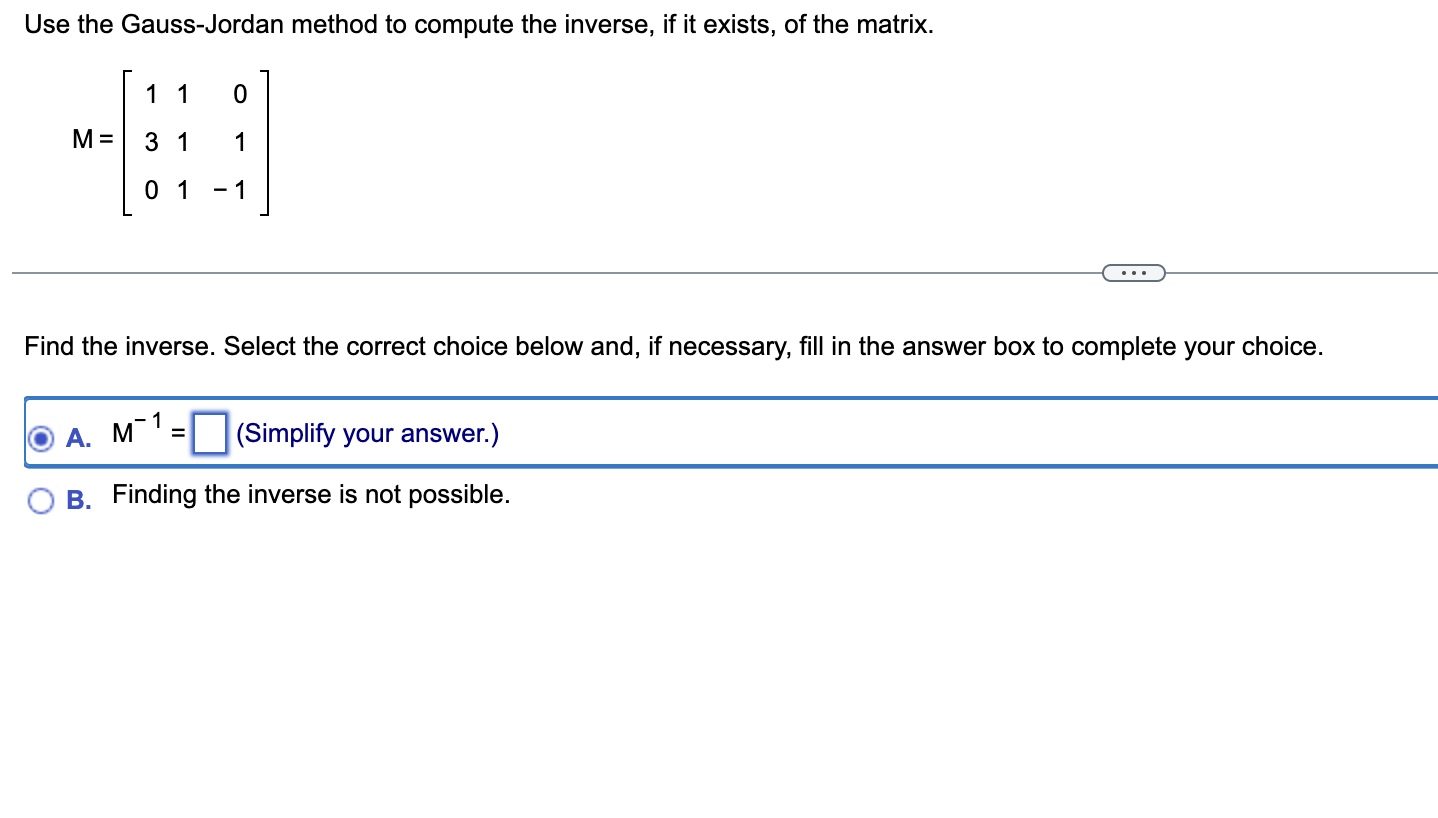 Solved Use the Gauss-Jordan method to compute the inverse, | Chegg.com