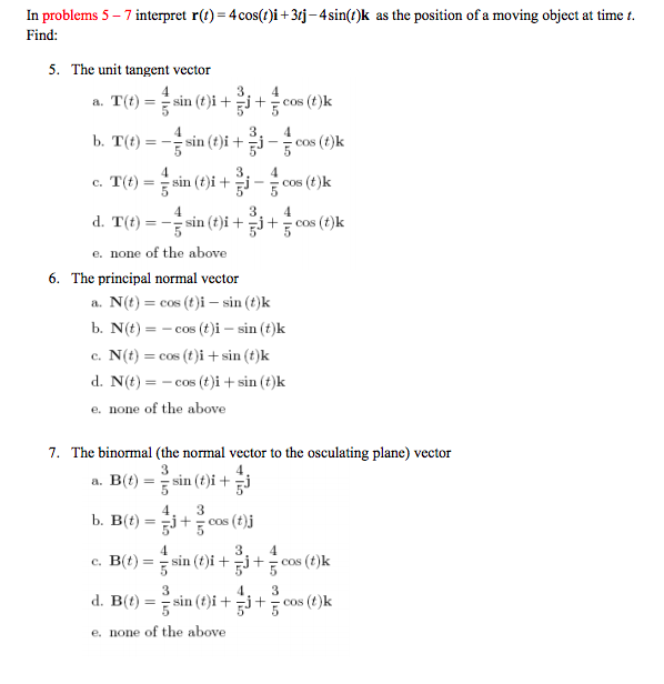 Solved In problems 5-7 interpret r(t)-4cos(t)i +3tj-4sin(t)k | Chegg.com