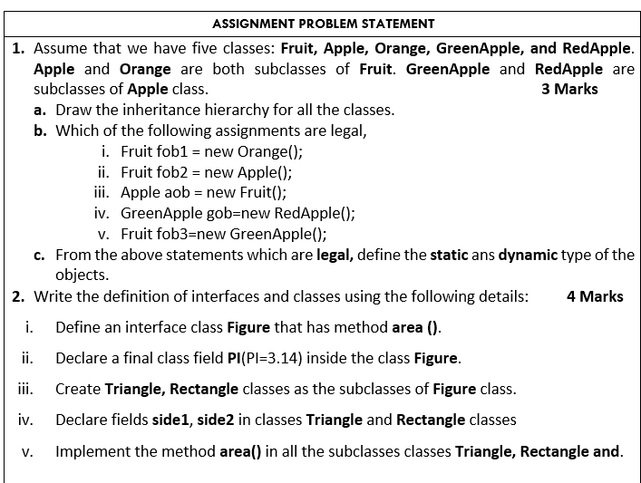 Solved 1. Assume that we have five classes: Fruit, Apple, | Chegg.com