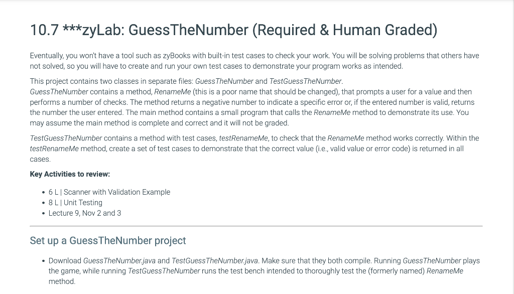Solved 10.7 ∗∗∗ zyLab: GuessTheNumber (Required \& Human | Chegg.com