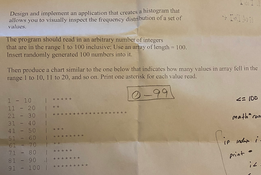 Solved In JAVA: Use an array of length = 100. Insert | Chegg.com