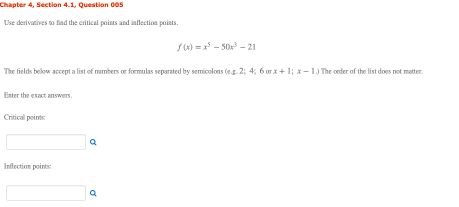 Solved Chapter 4, Section 4.1, Question 005 Use derivatives | Chegg.com