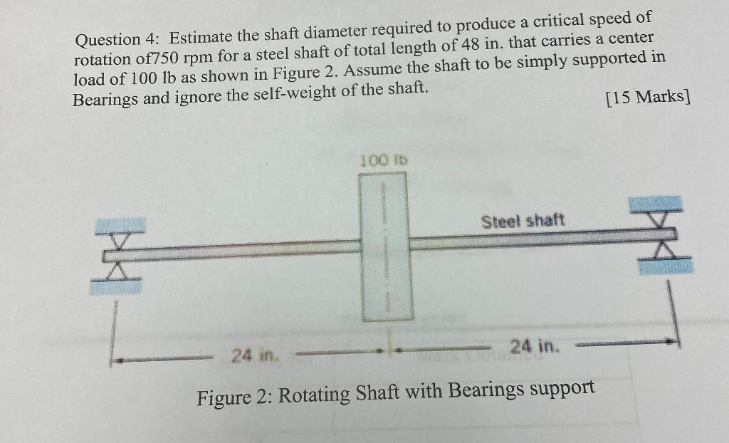 Solved Question 4: Estimate the shaft diameter required to | Chegg.com