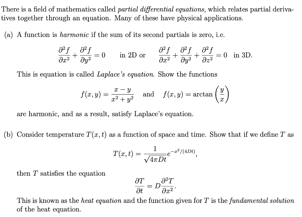 Solved There is a field of mathematics called partial | Chegg.com