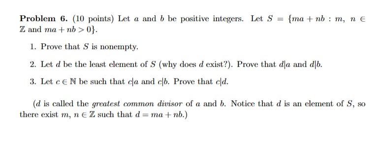 Solved Problem 6. (10 points) Let a and b be positive | Chegg.com