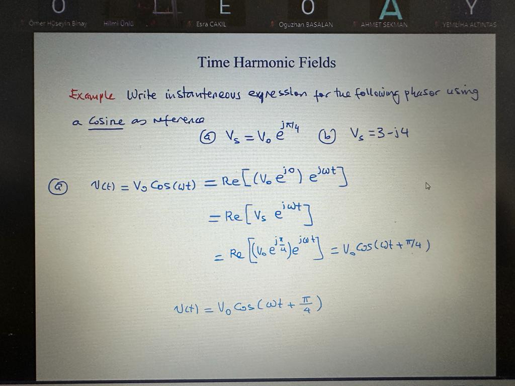 Solved Time Harmonic FieldsExample Write instanteneous | Chegg.com