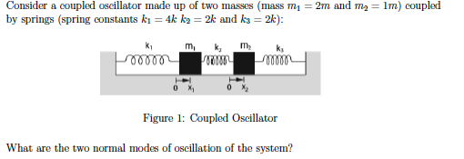 Solved = 2m and my = 1m) coupled Consider a coupled | Chegg.com