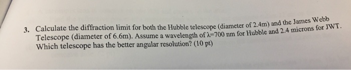 Solved Calculate the diffraction limit for both the Hubble | Chegg.com